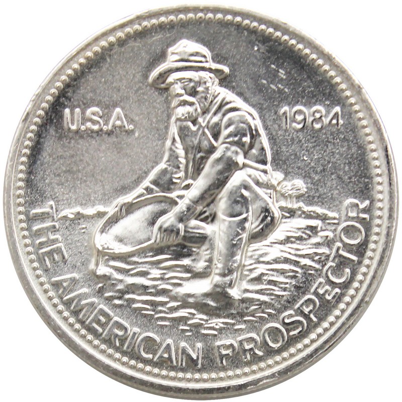 1980's Dated Engelhard 1 oz .999 Silver Round "The American Prospector ...