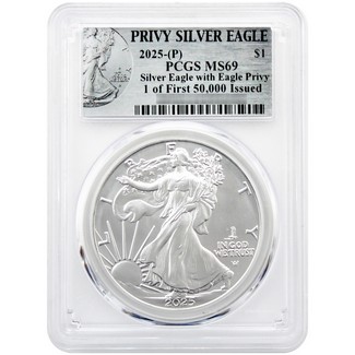 2025 (P) Silver Eagle First Eagle Privy Release PCGS MS69 One of First 50,000 Issued Privy ...